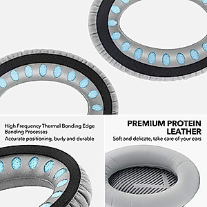 Replacement Ear Pads for Bose Quiet Comfort 35 Ear Cushions Kit Compatible with Bose QC 35/35 II Headphones Made of Protein Leather Memory Foam (Gray)