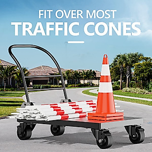 BATTIFE 2 Pack Retractable Traffic Cone Bar from 4ft to 6.9ft, Expandable Cone Bar for Traffic Road Parking use, White/Red [ Cone Not Include ]