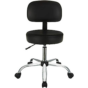Amazon Basics Multi-Purpose Drafting Spa Bar Stool with Back Cushion and Wheels - Black