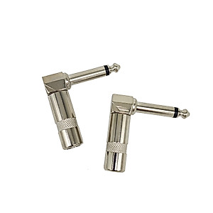 Douzime 10Pcs 1/4 inch Audio Plugs TS Mono Male Solder Type 6.35 mm Stereo 90 Degree Right Angle Plug for Speaker Guitar Microphone Cable Snakes Soldering Connector