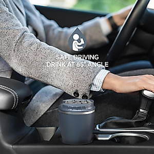 Ideus 14oz Stainless Steel Leak Proof Tumbler, Insulated Coffee Mug with Lid and Straw, Spill Proof Travel Coffee Cup, Double Wall Vacuum Flask for Adult Men and Women, Navy Blue