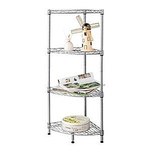 VCJTA 4 Tier Corner Shelf Rack Kitchen Bathroom Storage Wire Organizer Space Saving