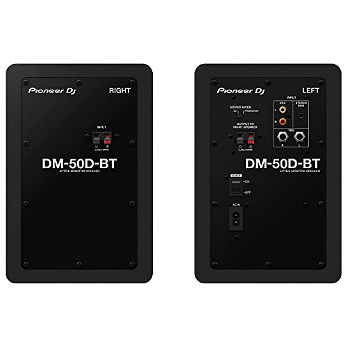 Pioneer DJ DM-50D-BT 5-inch Desktop Active Monitor Speaker Pair with Bluetooth - Black
