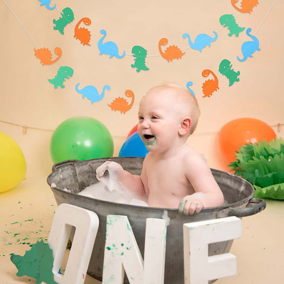 Dinosaur Flag Creative Garland Banner - Dinosaur Room Theme, Tyrannosaurus Rex Party, Paper Banner, Jurassic, Boy Children's Dinosaur Theme, Jurassic World Animal Party Supplies Background, Baby Shower, Photo Props