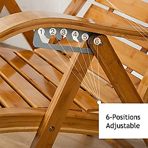 CHLDDHC Sun Loungers Bamboo Recliner Chair, Wooden Rocking Chair with Telescopic Footrest and Outdoor Folding Garden Foot Massager Nap Chair