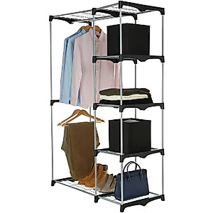 Amazon Basics Double Rod Freestanding Closet, Silver