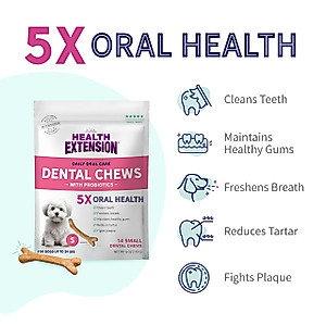 Health Extension Probiotic Dental Bones for Dogs, 14 Small Bones – Supports Dental Health, Promotes Digestive Health, Ideal for Puppy Training (Pack of 4)