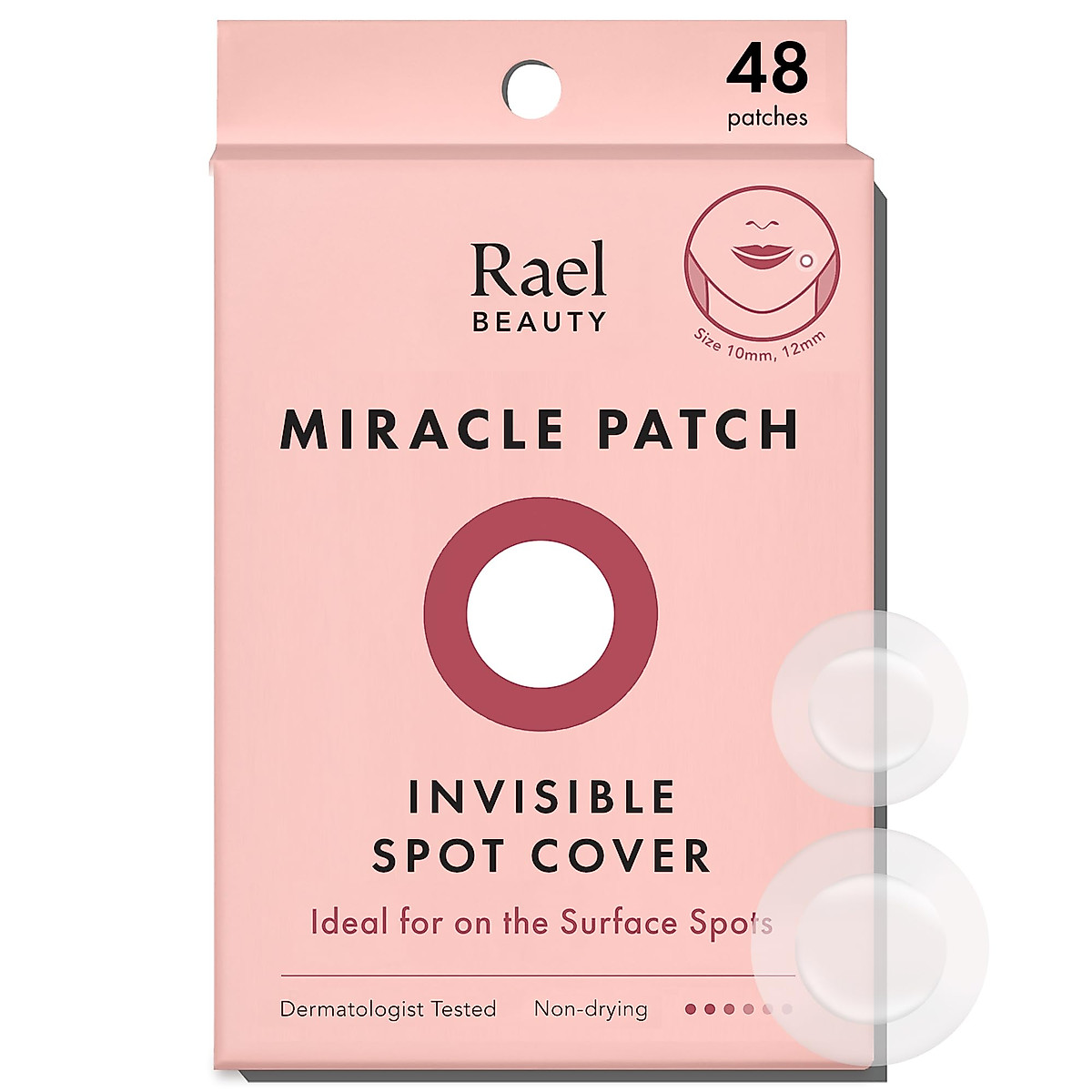 Rael Pimple Patches, Miracle Invisible Spot Cover - Hydrocolloid Acne Patch, Treatment for Breakouts, Absorbs Zits & Blemish, Korean Skin Care, 2 Sizes (48 Count)