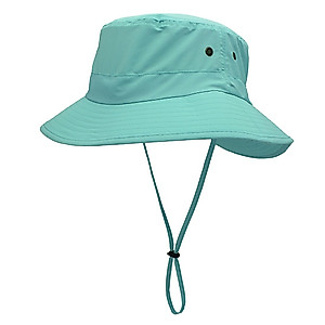 LLmoway Outdoor UPF50+ Summer Sun Cap Lightweight Packable Dry Fit Bora Boonie Hat with Cords Aqu Aqua Blue