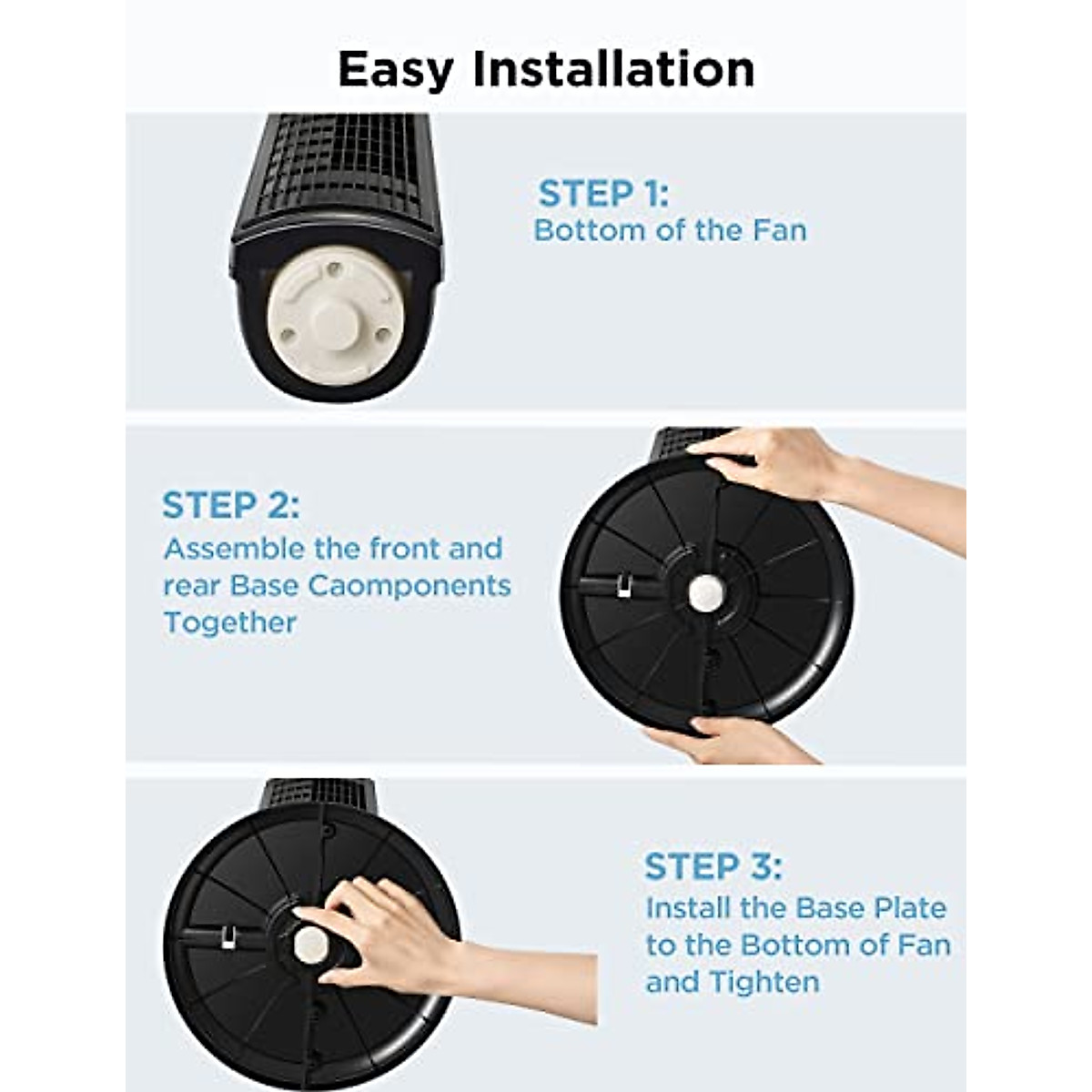 PELONIS 30 Inch Oscillating Tower Fan with 3 Speed Settings and Auto-off Timer, Standing Fan PFT28A2BBB, Black