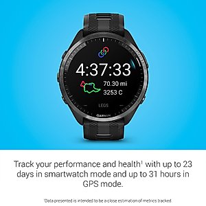 Garmin Forerunner® 965 Running Smartwatch, Colorful AMOLED Display, Training Metrics and Recovery Insights, Black and Powder Gray, 010-02809-00