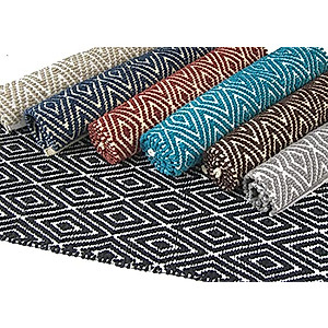 Chardin home 100% Cotton Diamond 3x5 Area Rug Fully Reversible, Machine Washable, Brick Red-Ivory