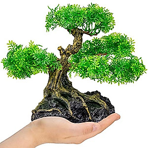 UNEAK - Aquarium Bonsai Tree Plant Fish Tank Decorations Medium/Large Resin Plastic Artificial Plants Flower Ornament Beta Goldfish Decoration Ornaments Freshwater & Saltwater Décor