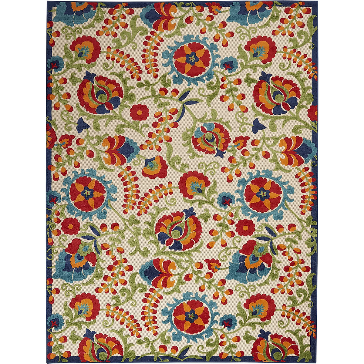 Nourison Aloha Indoor/Outdoor Multicolor 7'10'' x 10'6'' Area--Rug, Easy--Cleaning, Non Shedding, Bed Room, Living Room, Dining Room, Backyard, Deck, Patio (8x11)