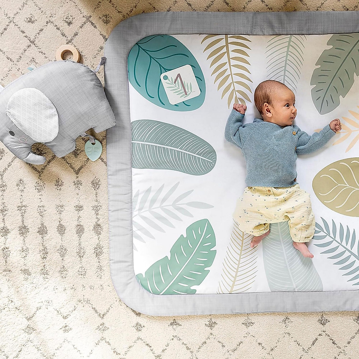 Ingenuity Sprout Spot Baby Milestone Tummy Time Activity Mat and Play Gym Unisex Ages 0+ Months 40 x 40 Inches