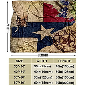 LUVIVIHOME Western Throw Blanket, Texas Flag Cattle Bull Bluebonnet Ranch Wild West Rodeo Cowboy Blanket, Cozy Soft Lightweight Fluffy Fuzzy Warm Plush Flannel Fleece Blanket for Couch, Sofa, 40"x50"