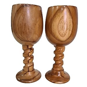 Handmade Wooden Shine Goblet Wine Glass Natural Wooden Wine Chalice Rustic Goblet Cup Drinkware Cummunion Toast Set of 2