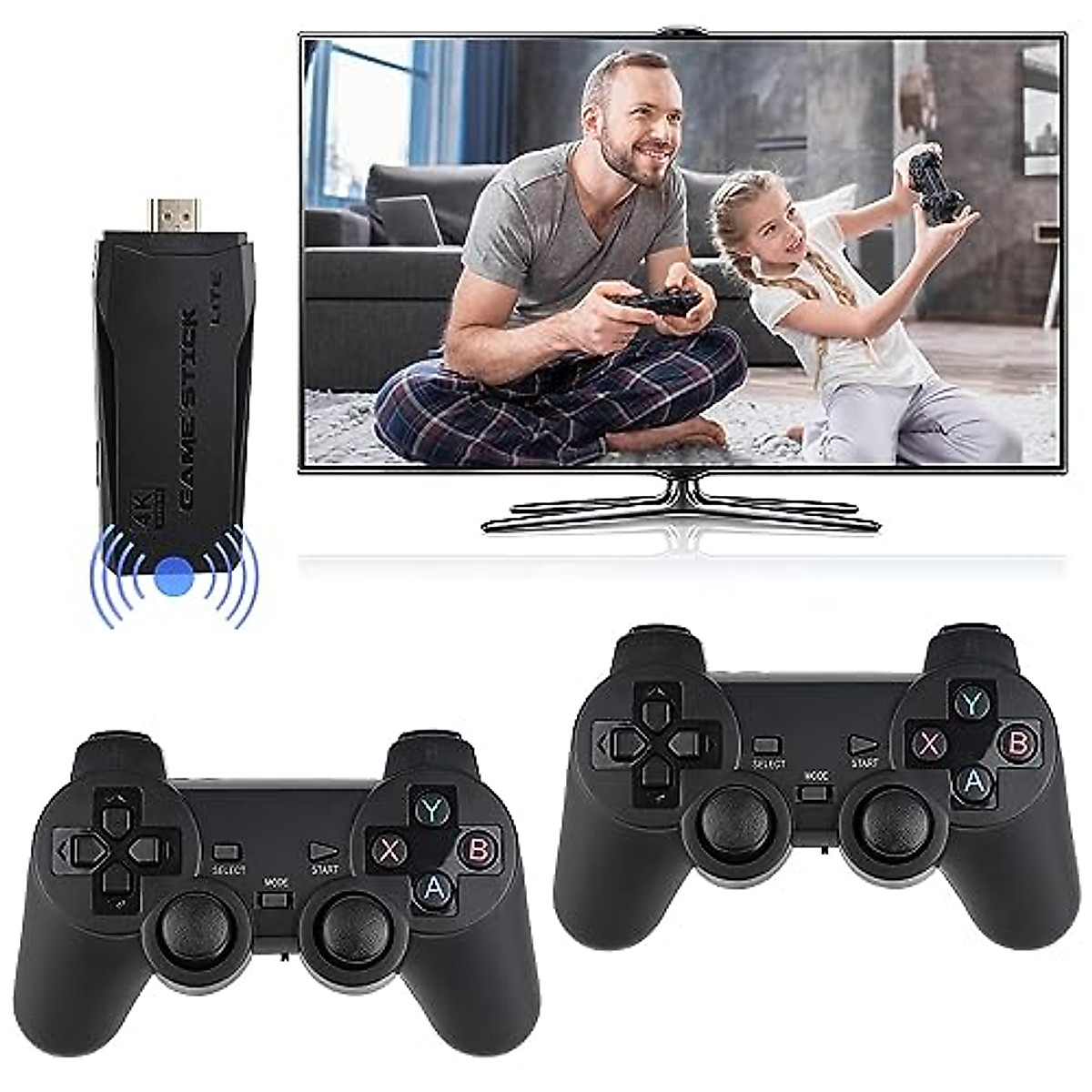 4K Wireless Retro Game Console - Plug and Play Video Game Stick Built-in 13000 Games Nostalgia Stick Games, 9 Emulators, Dual 2.4G Wireless Controllers(64G)……