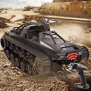 Mostop Remote Control Crawler High Speed Tank Off-Road 4WD RC Car 2.4 Ghz RC Army Truck 1/12 Drift Tank RC Tank for Kids Adults