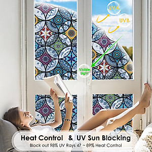 DKTIE Static Cling Decorative Window Film with Installation Tools Non Adhesive Privacy Film Stained Glass Window Film for Bathroom Shower Door Heat Cotrol Anti UV 17.7 x 78.7 Inch