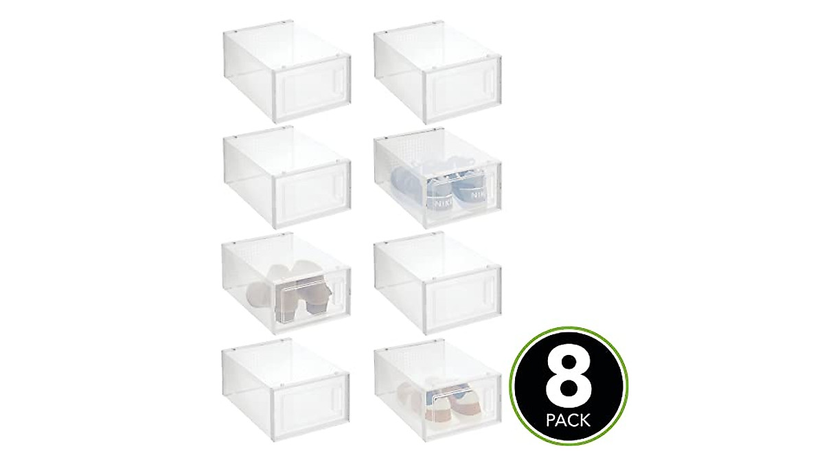 Organize Shoes with mDesign Stackable Storage Boxes - 8 Pack