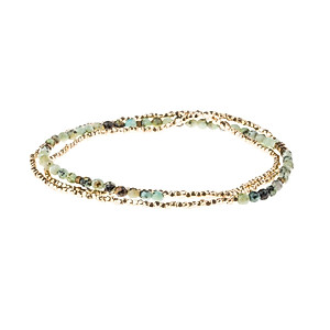 Scout Curated Wears - Women's Delicate Stone Wrap Bracelet & Necklace - African Turquoise/Gold