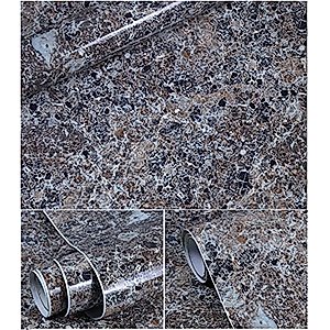 HDsticker Self Adhesive Vinyl Coral Brown Marble Contact Paper for Kitchen Countertop Table Desk Walls Furniture Decal Removable Waterproof 15.7X117 Inches