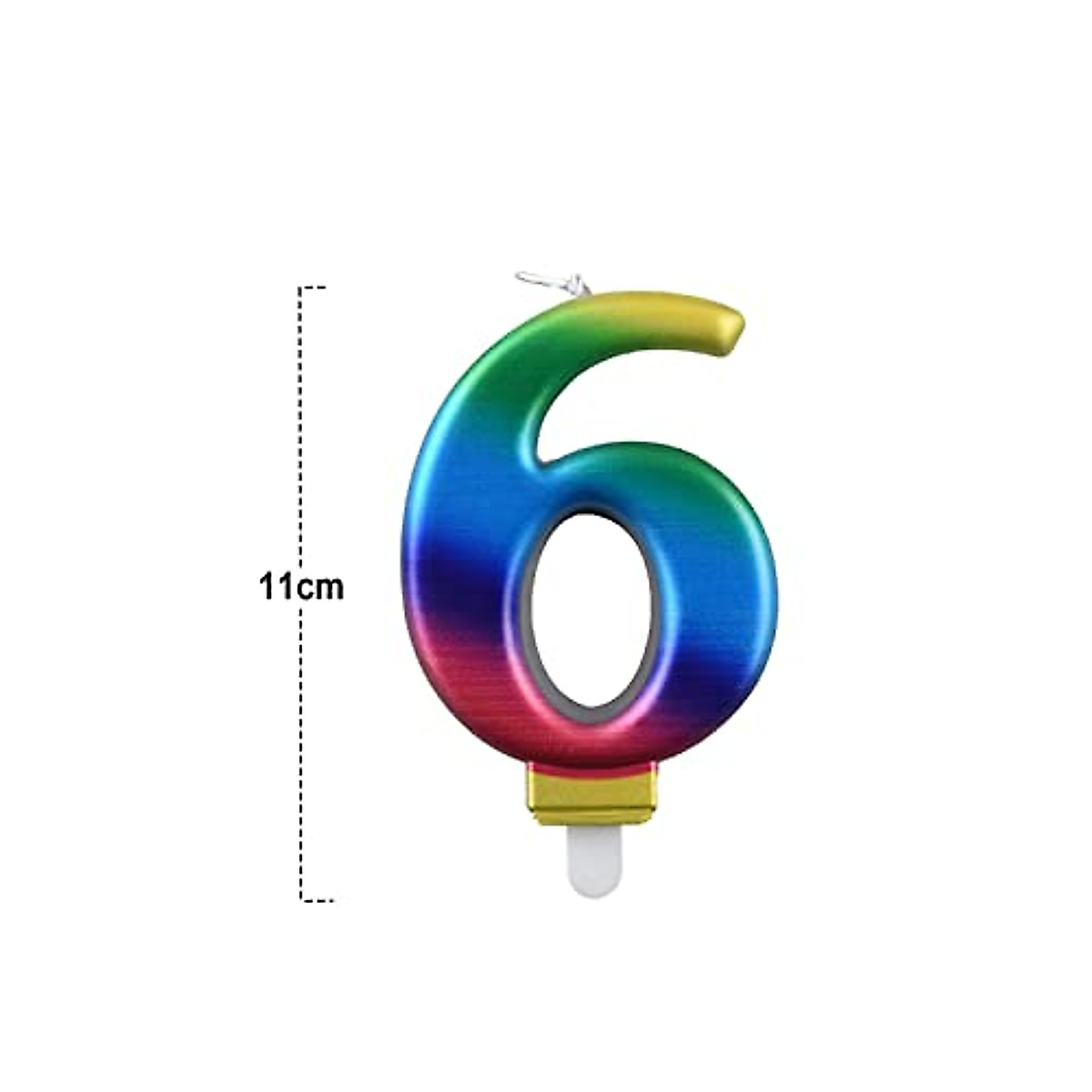 Birthday Candles Numeral 6 Gradient Rainbow Colors Big Number Candles Wax Cake Topper Decoration for Any Celebration