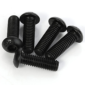 1/4-20 x 3/4" Button Head Socket Cap Screws, Allen Socket Drive, Black Oxide, Alloy Steel Class 10.9, Fully Threaded, Machine Thread, 25 PCS