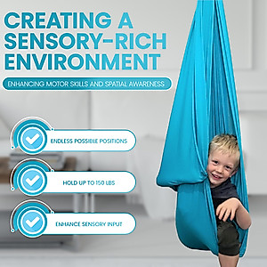Sensory Swing for Kids | 360° Hardware Indoor | Therapy Tool for Special Needs Snuggle Grey Cuddle Hammock Gray Swing | for Children with Autism, ADHD, Aspergers, Sensory Integration