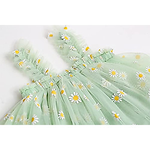 Daisy Suspenders Clothes Beach Baby Floral Kids Dress Casual Girl Toddler Summer Girls (Mint Green #4, 1-2 Years)