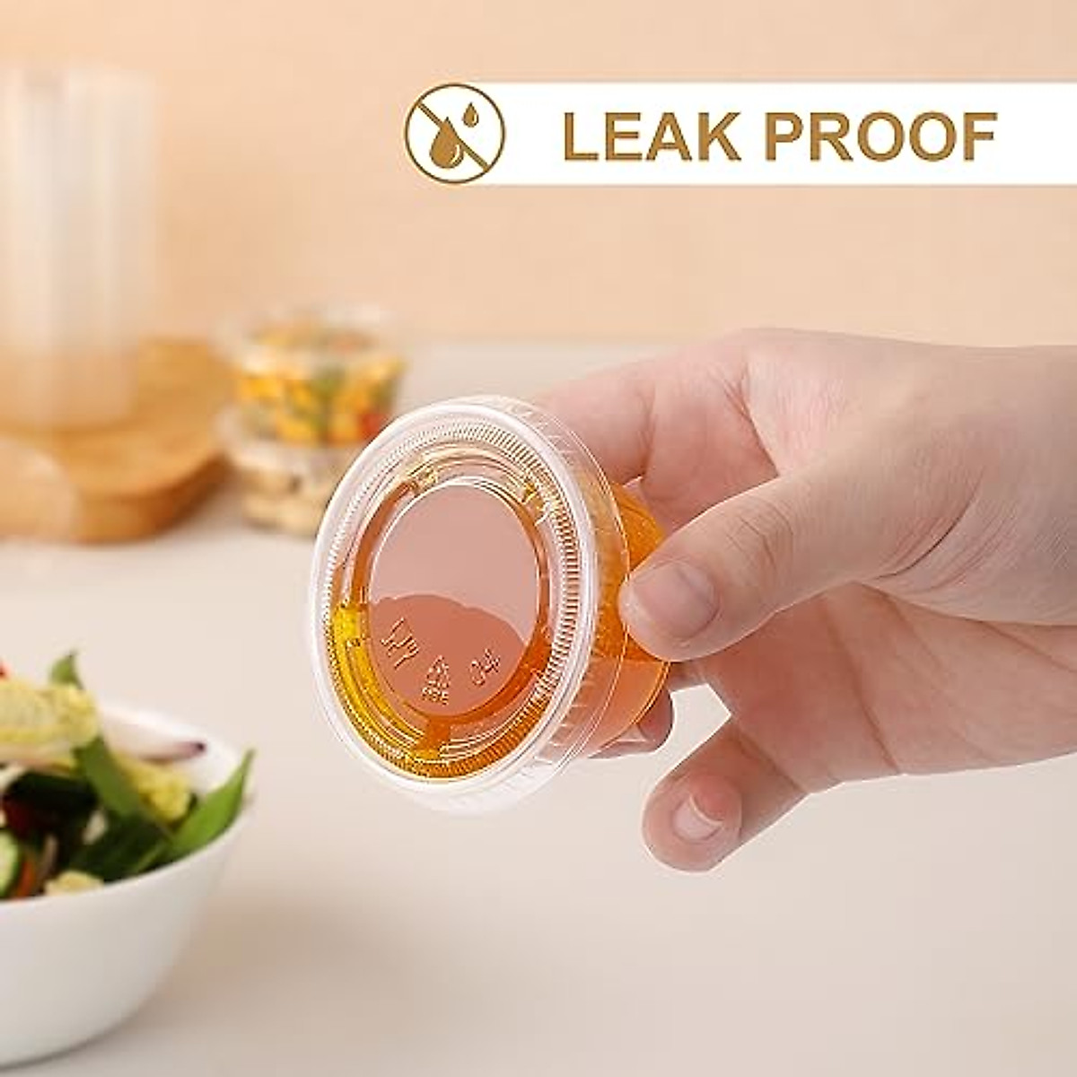 AOZITA [60 Sets - 2 oz Jello Shot Cups, Portion Cups With Lids, Small Plastic Containers with Lids, Airtight and Stackable Souffle Cups