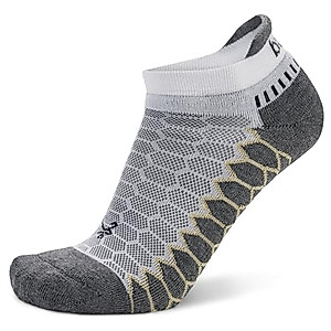 Balega Silver Compression Fit Performance No Show Athletic Running Socks for Men and Women (1 Pair), White/Grey, X-Large