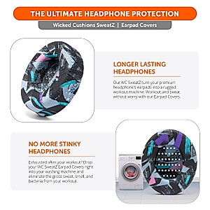 WC SweatZ Protective Earpad Covers Made by WC | Fits Beats Studio 3 & 2 (Does Not Fit Beats Solo) / Bose QC35 & 35II / Bose 700 & More | Sweatproof & Easily Washable | 90's Black
