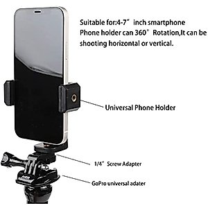 Jaws Flex Clamp Smartphone Mount with Adjustable Gooseneck（13 Sections） Compatible with iPhone Samsung,and GoPro Hero 9,8,7,6,5,4,, 3+, 2, 1, DJI Osmo Action Camera Mounts and Most Action Cameras