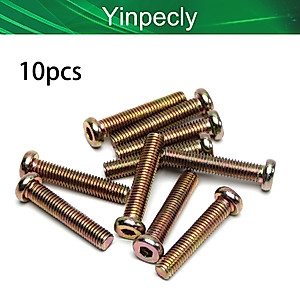 Yinpecly M8 x 40mm Hex Socket Flat Head Screws Furniture Bolts Fastener Full Thread Carbon Steel Colorful 10pcs