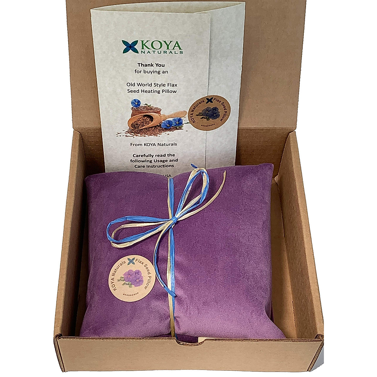 KOYA Naturals Soft Velvet Flax Seed Pillow with Lavender - Microwave Heating Pad – Microwavable Moist Heat Pack – for Neck, Muscle, Joint, Stomach Pain, Menstrual Cramps – Warm Wrap (Purple)