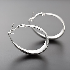Kemstone Brushed Satin Silver Big Hoop Earrings Statement Earrings Jewelry for Women