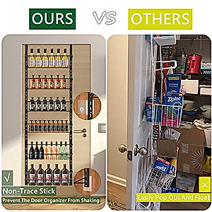 CiWiVOKi Over The Door Pantry Organizer With 6 Adjustable Metal Wire Baskets - Closet Organizer Hanging Spice Space Saver,17.6" W×53.5" H Pantry Door Organizer, Fridge Spice Rack Organizer, Black