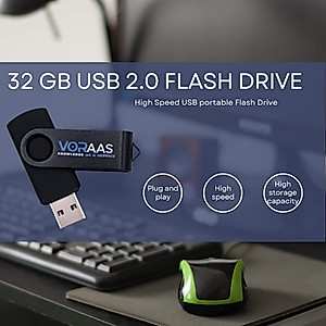 Voraas 32gb USB 2.0 Flash Drive Memory Stick Jump Drive Good for Storing and Backing up documents, Photos, and Media. Compatible with Windows.