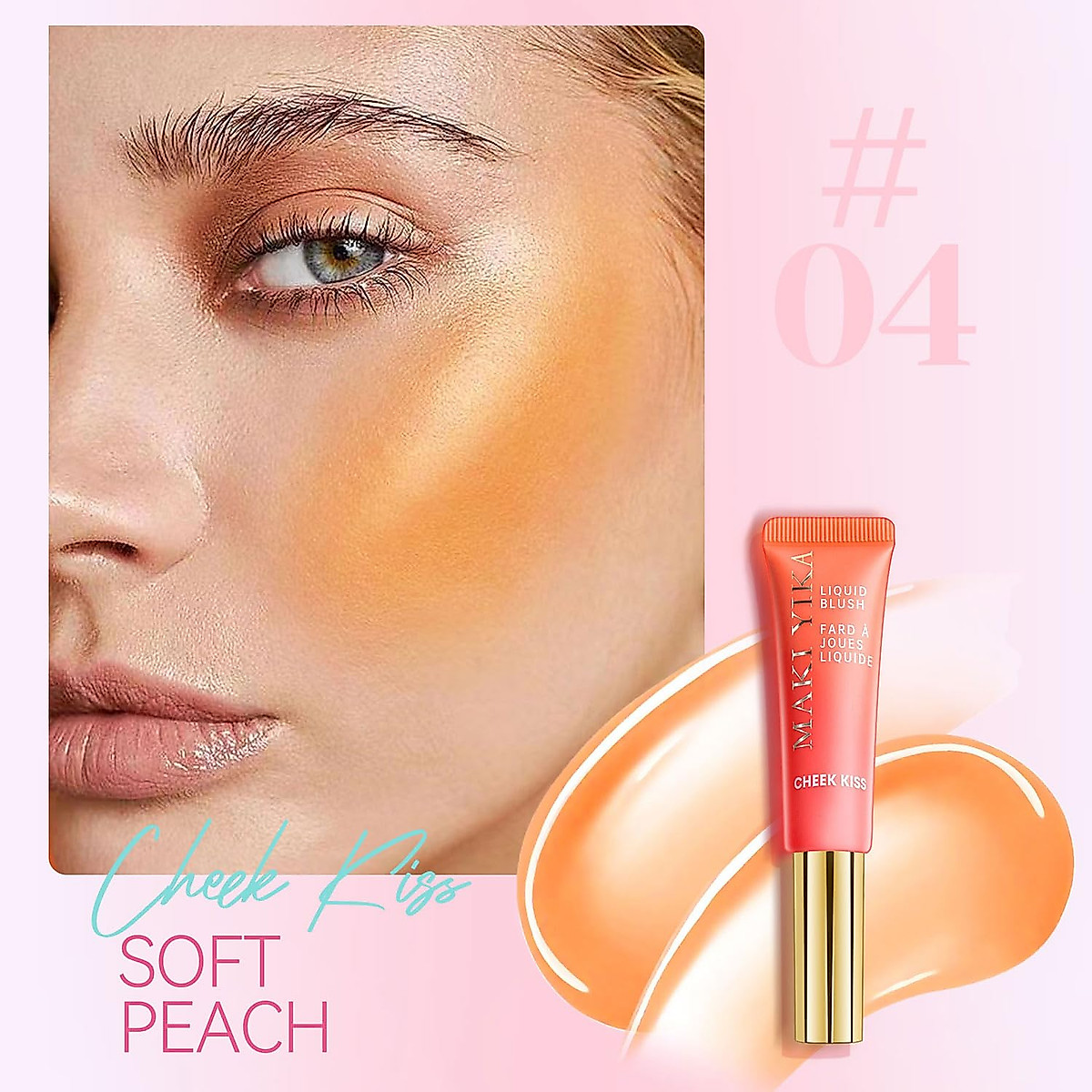 Liquid Blush Wand, Shimmer Face Blush Beauty Wand with Cushion Applicator, Lightweight Natural Pearl Finish, Smooth Creamy Fomula (6# glimmer pink)