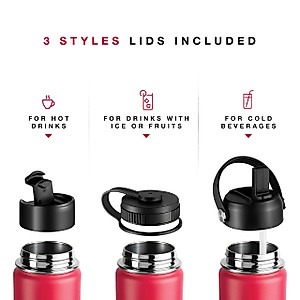 Brewberry Stainless Steel Insulated Water Bottle and Travel Mug for Hot and Cold Beverages, Wide Mouth, Double Wall Insulated Hydration Sports Water Bottle for Hiking, Biking, Outdoor, 22 OZ BPA Free