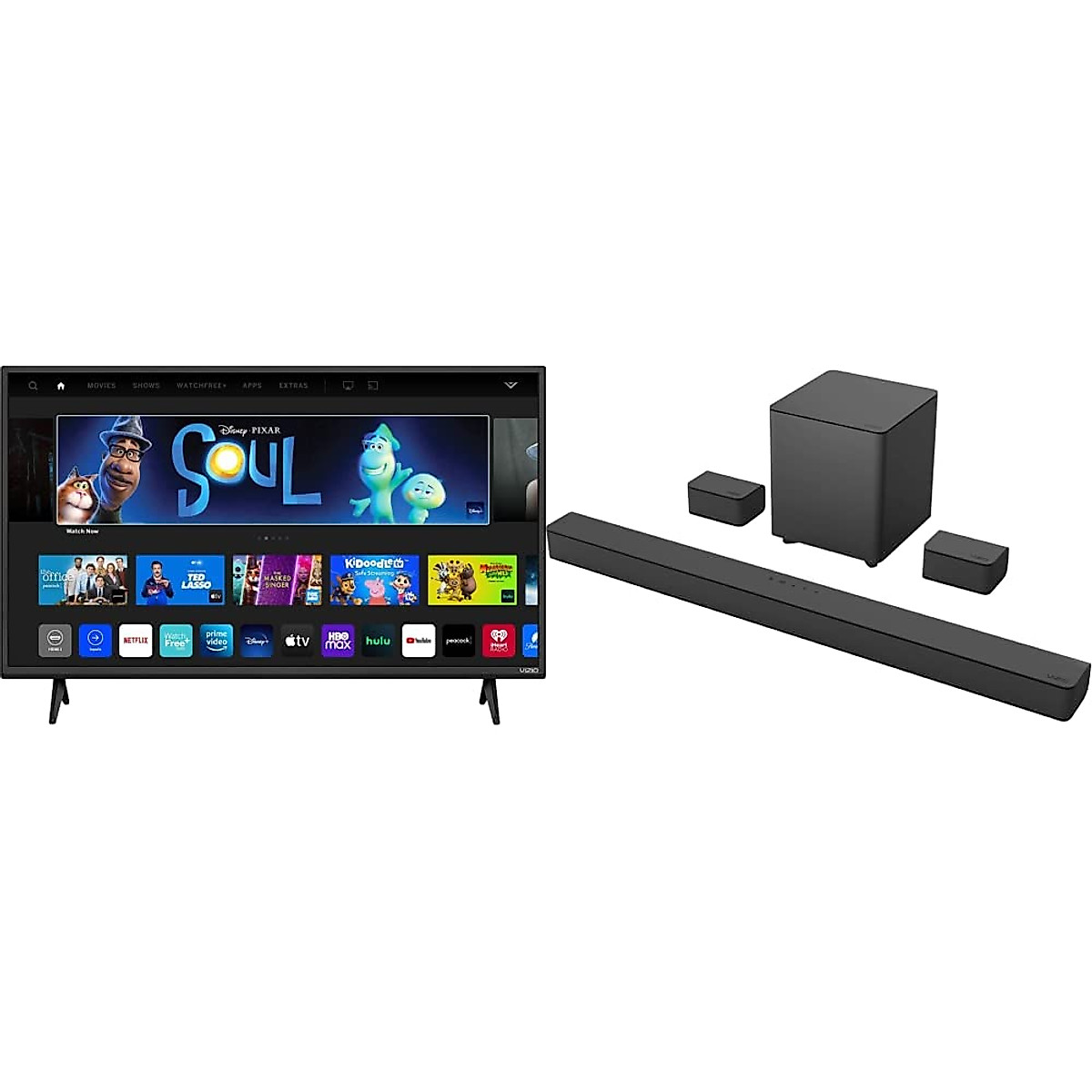 VIZIO 40-inch D-Series Full HD 1080p Smart TV, D40f-J09, 2022 Model V-Series 5.1 Home Theater Sound Bar with Dolby Audio, Bluetooth, Wireless Subwoofer - V51x-J6