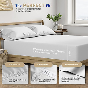 THREAD SPREAD 100% Egyptian Cotton Sheets for Queen Size Bed - 400 Thread Sateen Weave 4 PC Queen Silver Cotton Sheets, Deep Pocket Queen Sheet, Extra Soft Cooling Sheets Queen Size for Hot Sleepers