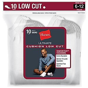 Hanes mens Freshiq, X-temp Cushioned Foot Bottom No Show (Pack of 12 Pairs) Low Cut Sock, White, 6 US