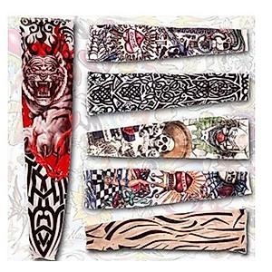 YARIEW 6pcs Temporary Tattoo Sleeves, 6pcs Set Arts Temporary Fake Slip On Tattoo Arm Sleeves Kit