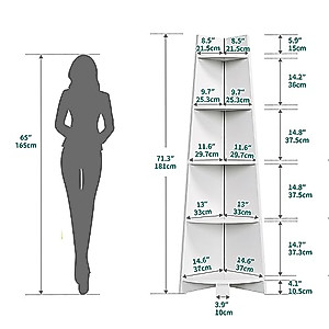 YITAHOME Corner Shelf Stand with Led Light, 70.9" Ladder Corner Bookshelf, Modern 5 Tier Corner Bookcase, Wooden Open Display Shelving Storage Rack for Bedroom, Living Room, Home Office, White