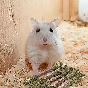 AYNEFY Hamster Chew Sticks,5Pcs Rabbit Chew Sticks Teeth Grinding Alfalfa Grass Ball Hamster Chew Toy for Rabbits Guinea Pig Chinchillas Hamster