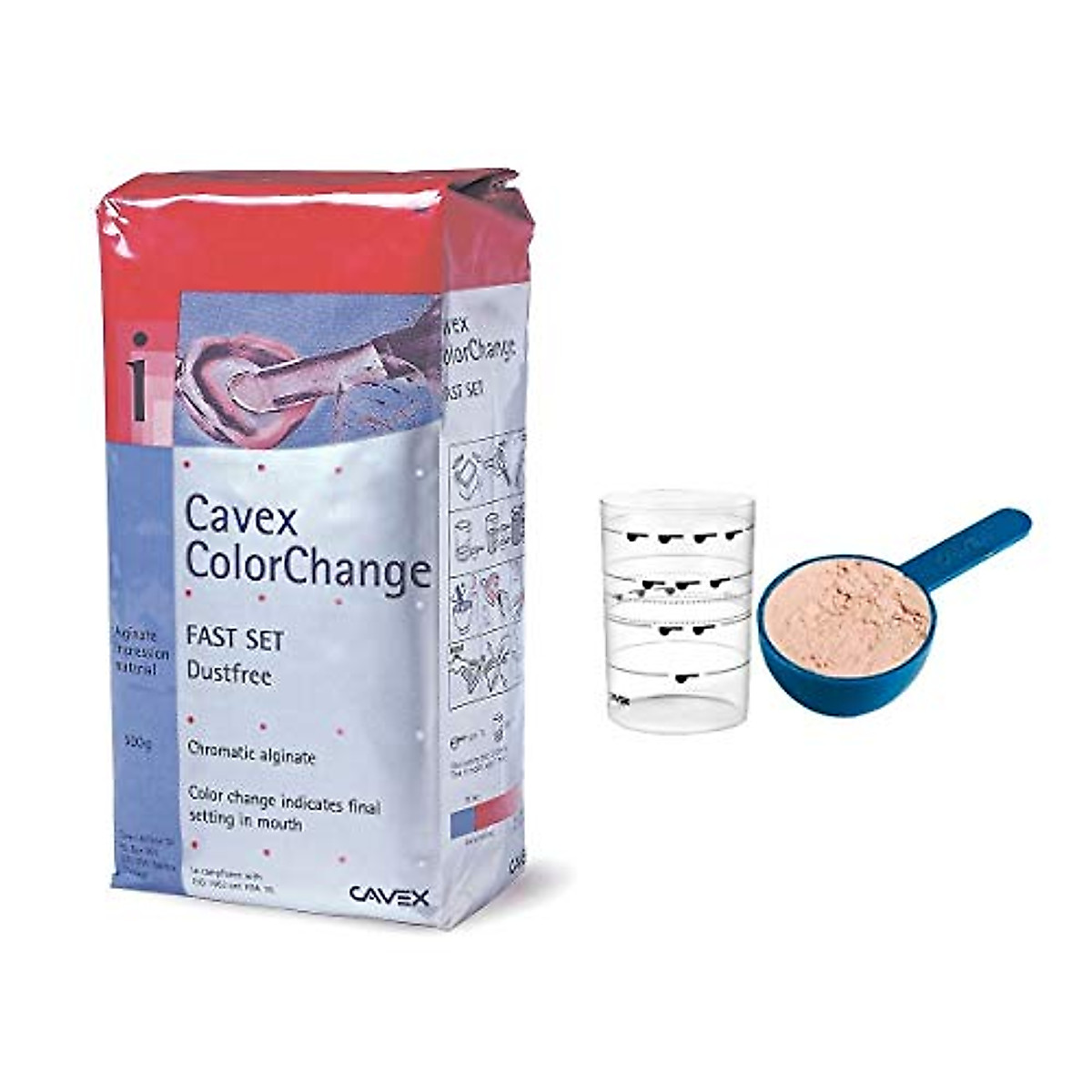Cavex ColorChange Dental Alginate - Fast Set 500 Grams with Scoop and Measuring Cup
