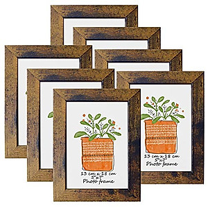 PETAFLOP 5x7 Frame Rustic Picture Frames Fits 5 by 7 Inch Photo Wall Tabletop Display, 7 Pack